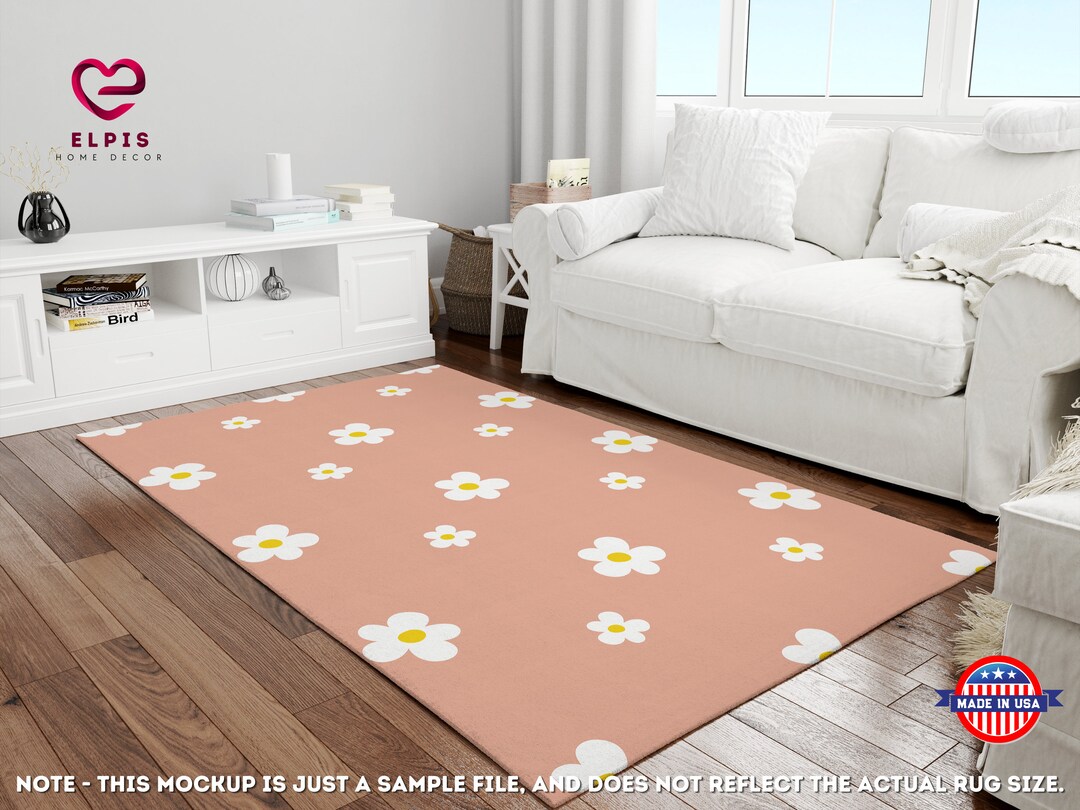 70s Daisy Flower Rug, Danish Pastel Decor, Mid Century Daisy Rug, Daisy ...