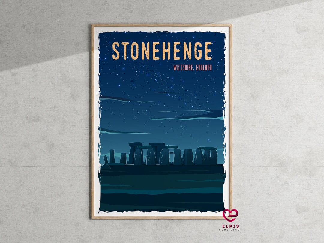 Retro Stonehenge Poster, Wiltshire England Wall Art, United Kingdom ...