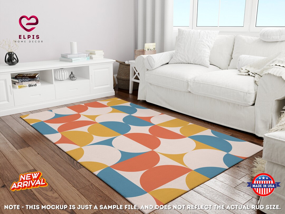 Retro Modern Rug, Preppy Room Decor, Groovy Y2k Rug, Danish Pastel ...