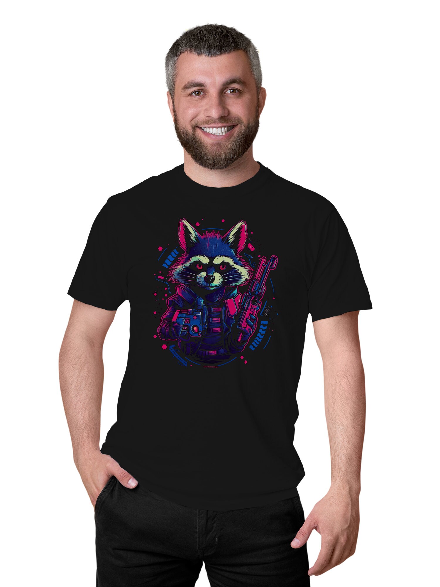 Cyberpunk Rocket Raccoon Shirt Unisex Graphic Tee Movie/TV Shirt Design ...
