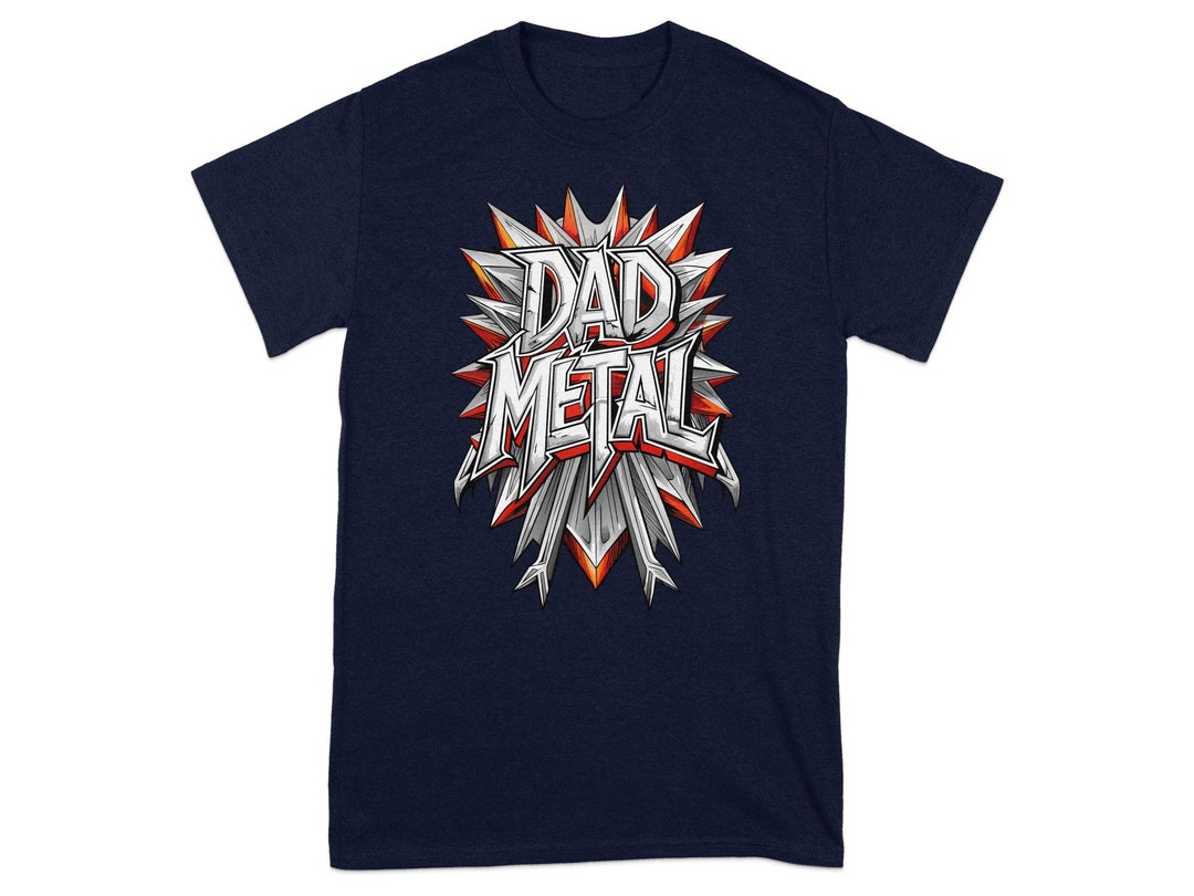 Dad Metal T-shirt, Heavy Metal Dad Tee, Spike Shield Graphic Shirt ...