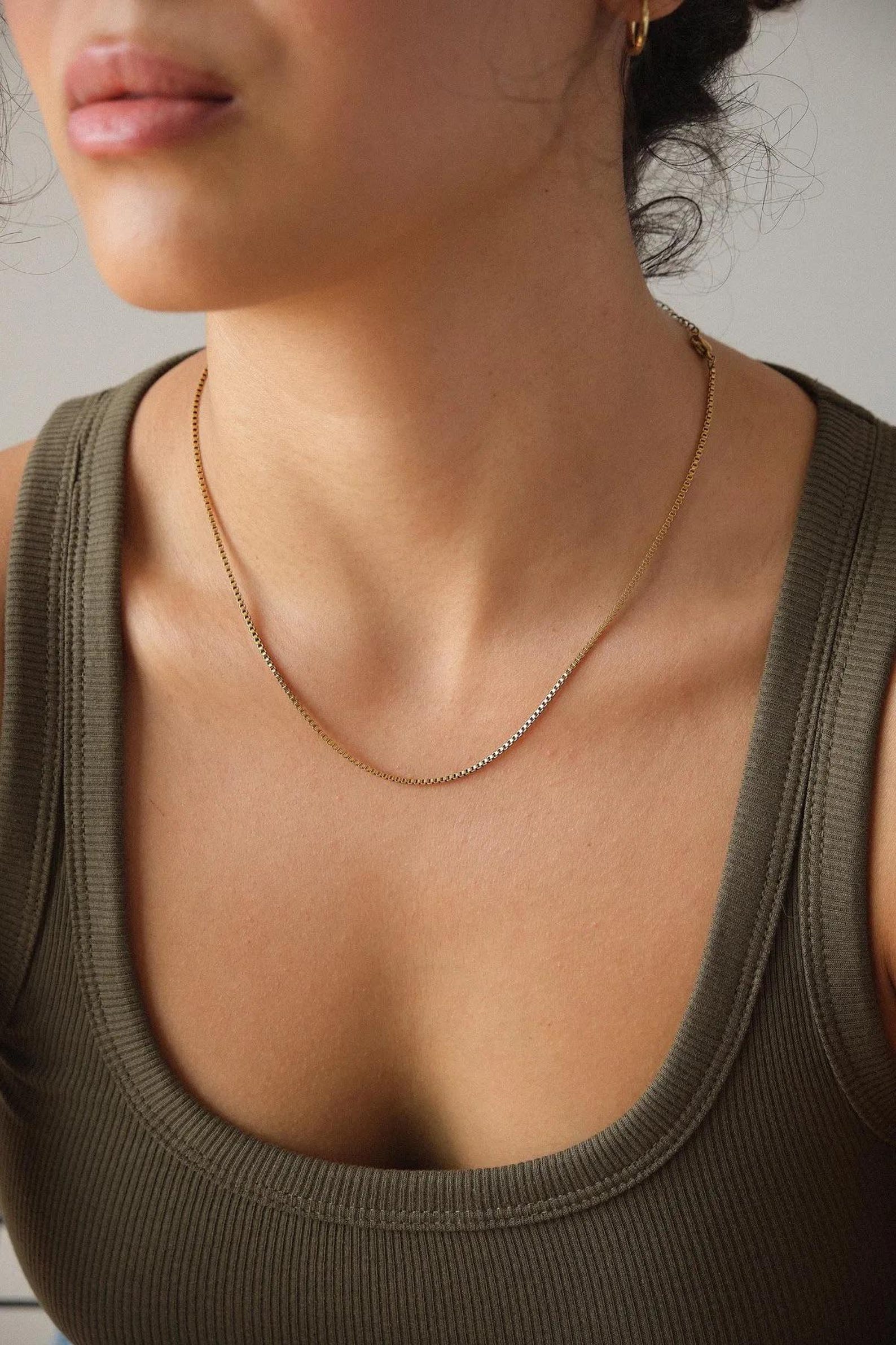 18K Gold Plated Box Chain Necklace - Adjustable Open Link Chain - Etsy