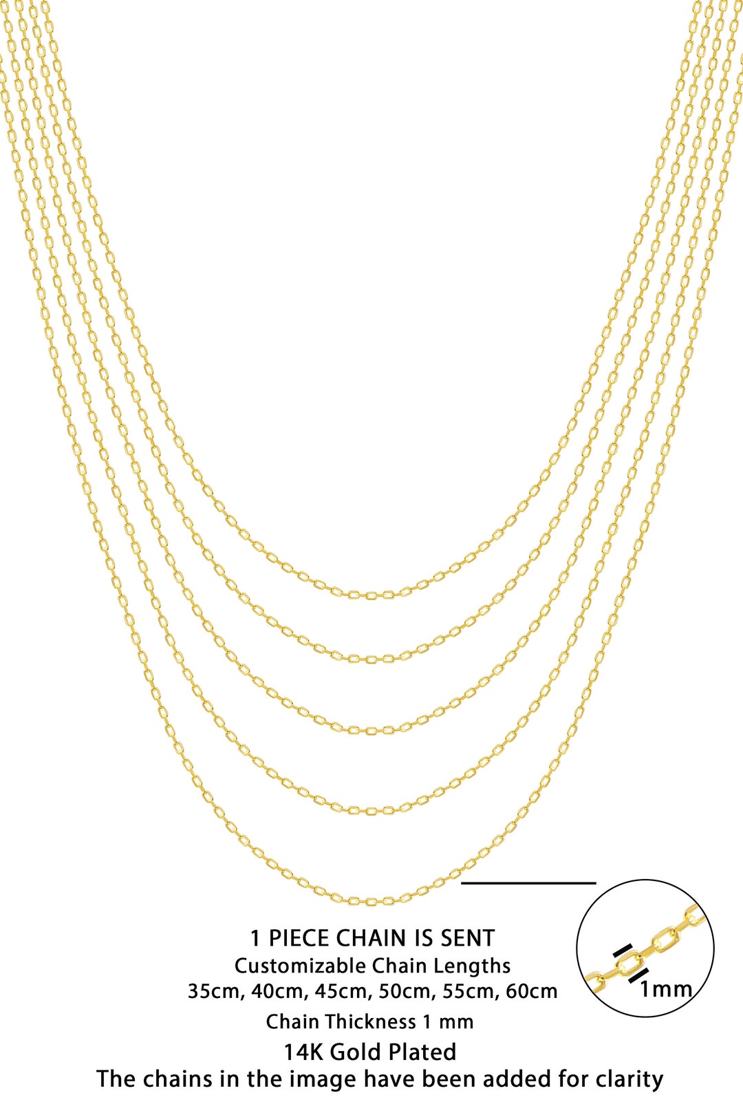 18K Gold Plated Real Gold Diamond Cut Chain Necklace & Bracelet, 1mm ...