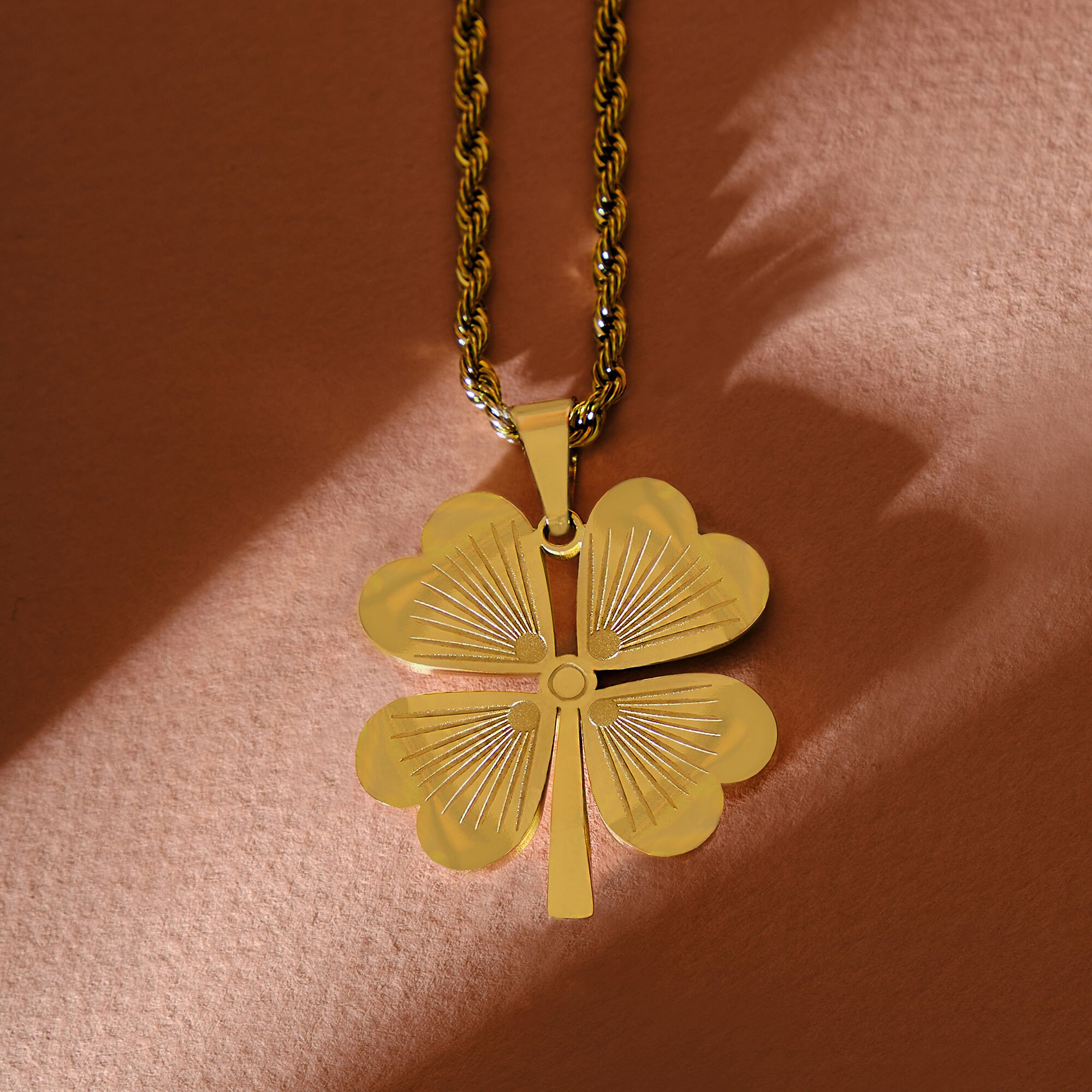 Clover Necklace, Gold Plated Clover Necklace, Four Leaf Clover Pendant ...