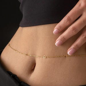 18K Gold Plated Heart Waist Chain: Elegant Thin Body Jewelry - Etsy