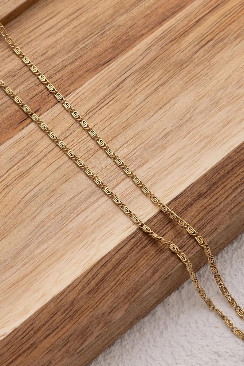 18K Thin Paperclip Model Chain Necklace Miami Thin Minimal Snail ...