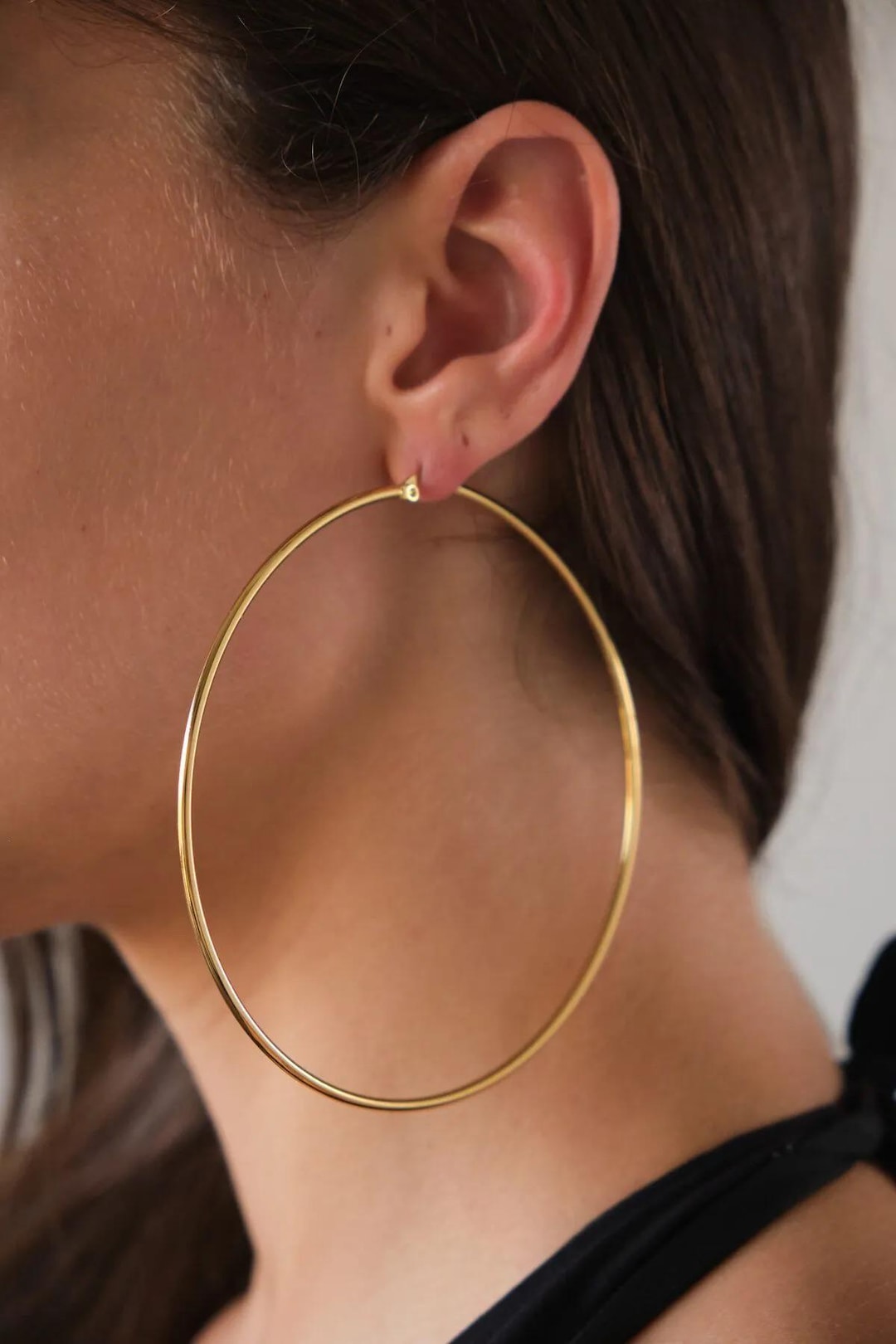 18K Gold Hoop Earrings: Tarnish Resistant, 90mm Large Circle - Etsy