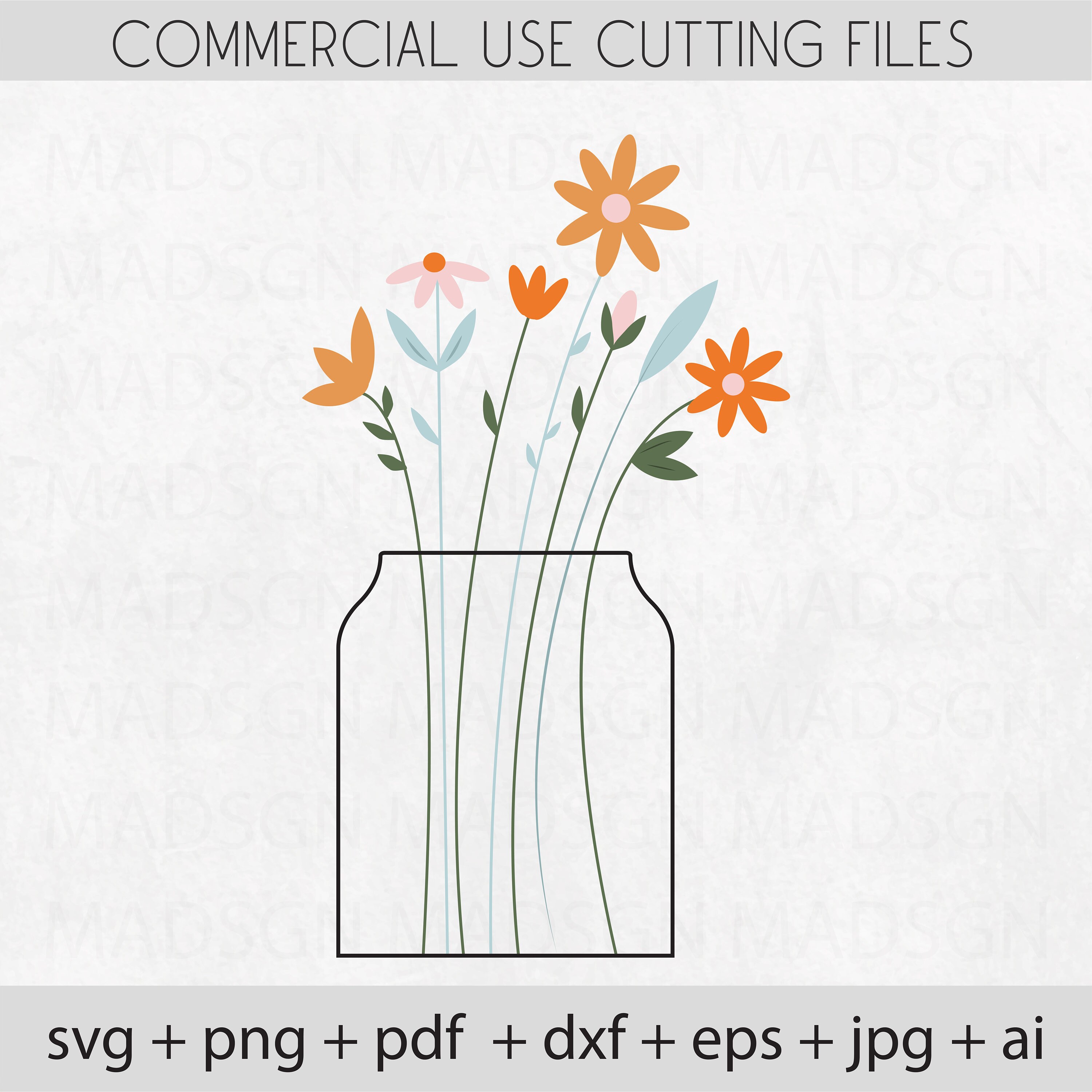 Flowers in Vase Flower Svg T-shirt Design Svg Clipart Cut - Etsy