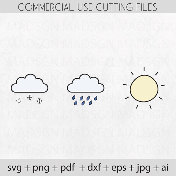 Weather Sun Rain Cloud Vector Snow Svg Clipart Cut File - Etsy