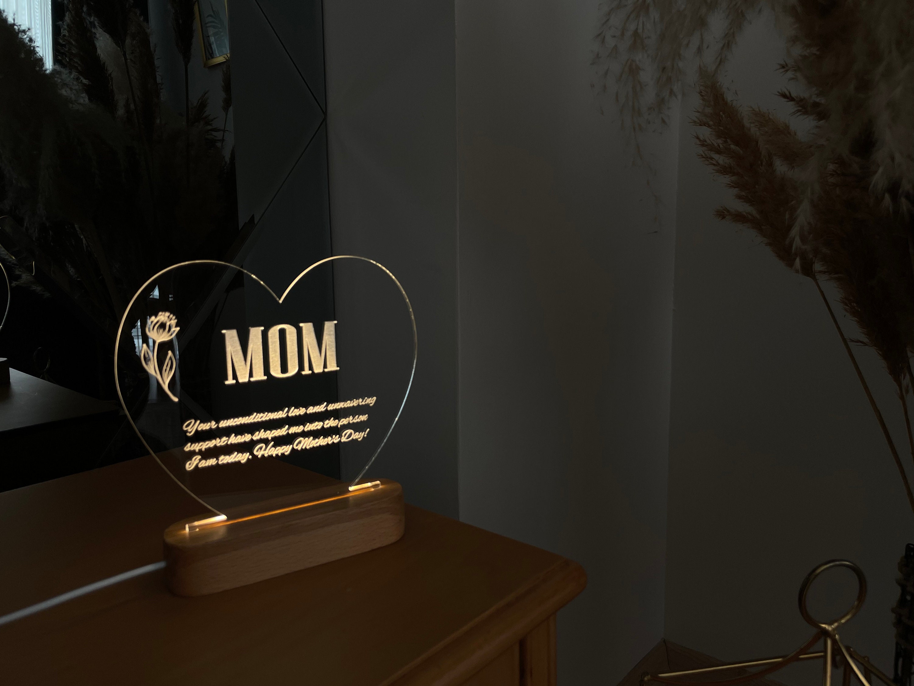 Mom Acrylic Lamp Mother's Day Gift Custom Mom Night Light Children's ...