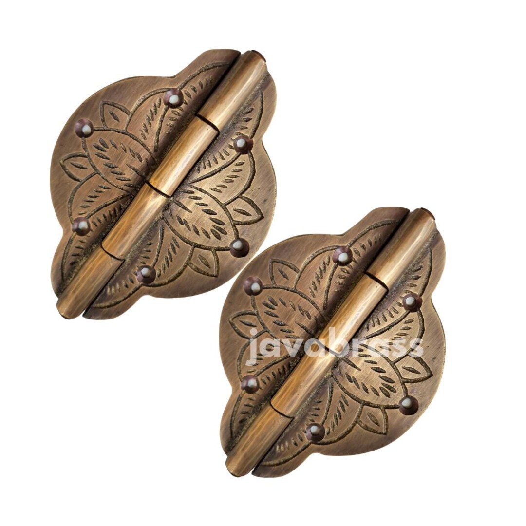 Pair Solid Brass Flower Hinge Vintage Cabinet Door Hinges - Etsy