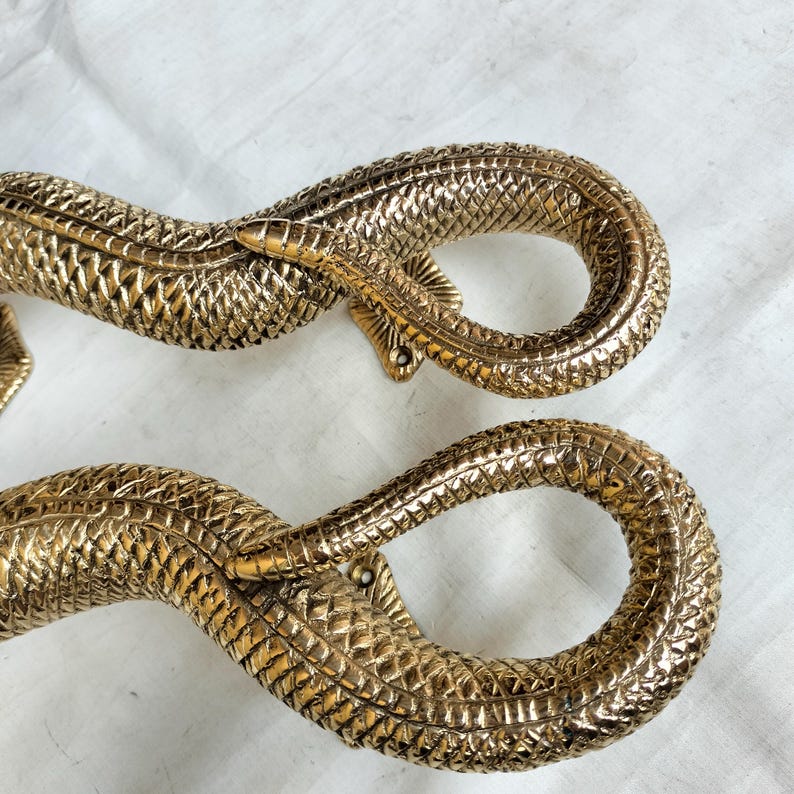Pair 13 Inch Amazing Python Curly Body Old Style Snake Door Pull ...