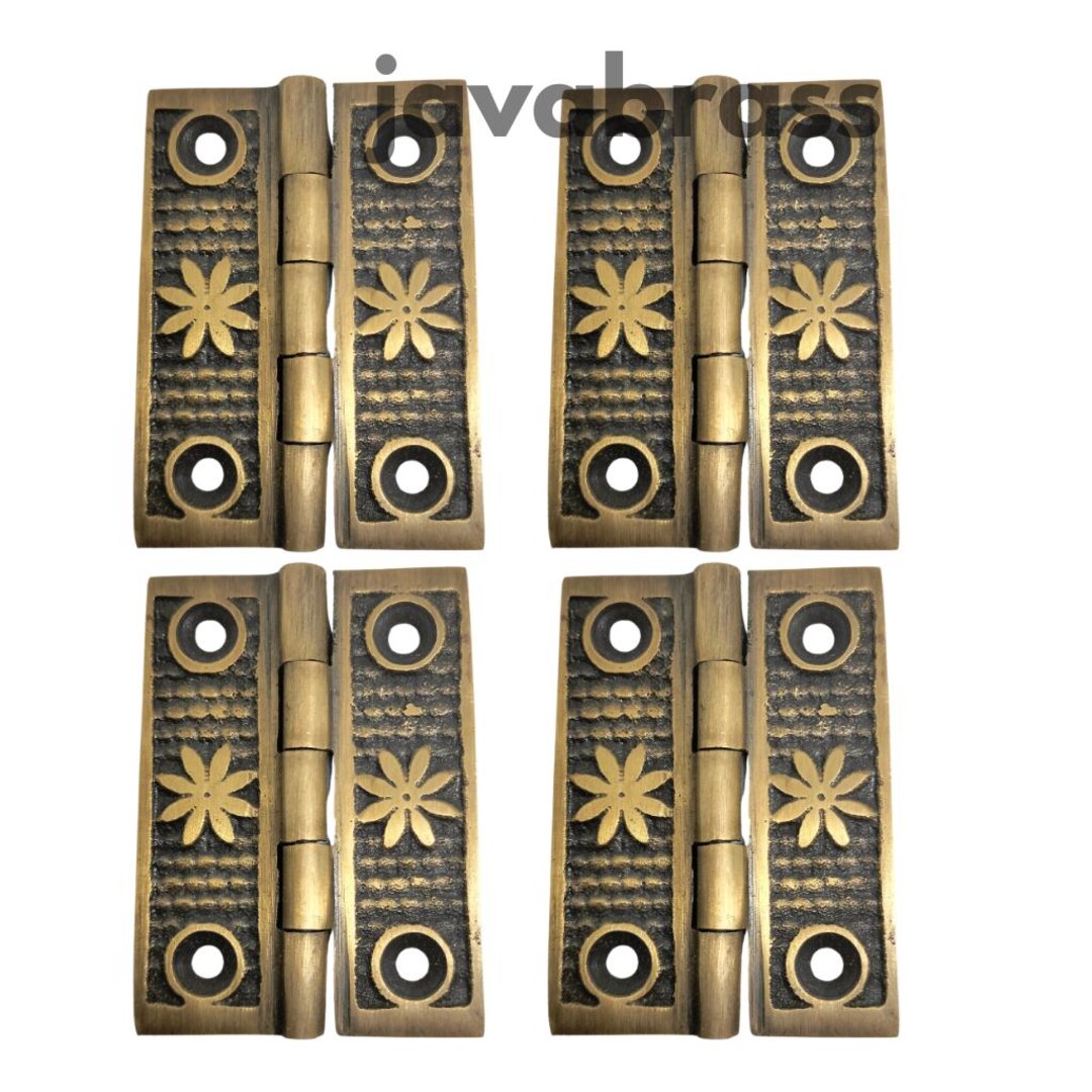 Lot of 4pieces Solid Brass Flower Leaf Hinge Vintage Cabinet Door ...