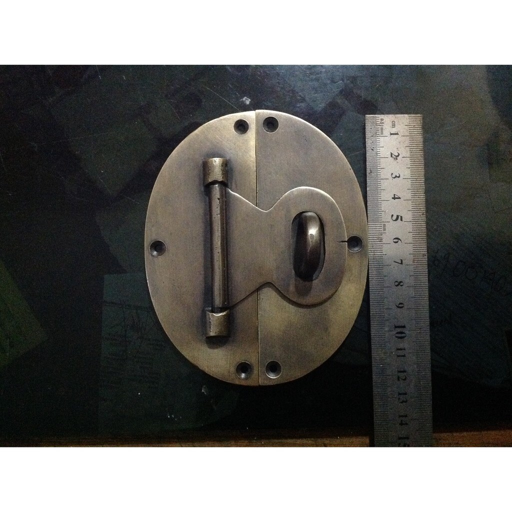 4.72 Solid Brass Retro Oval Latch With Ring Pull Western Door Latch ...