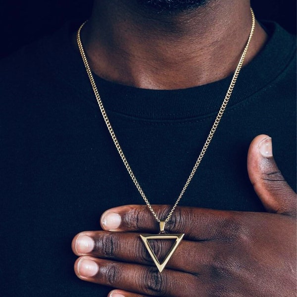 Gold Triangle Pendant Necklace - Etsy