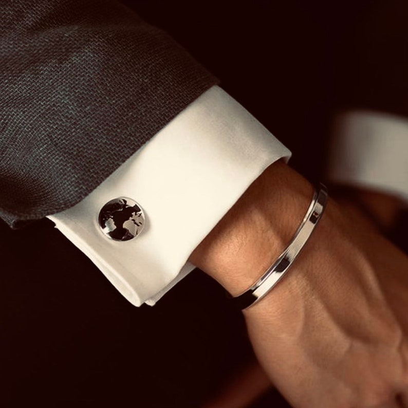 Elegant 14K Solid Yellow White or Rose Gold 6mm Wide Cuff Bangle Classic 18K Bevelled Edges Mens ...