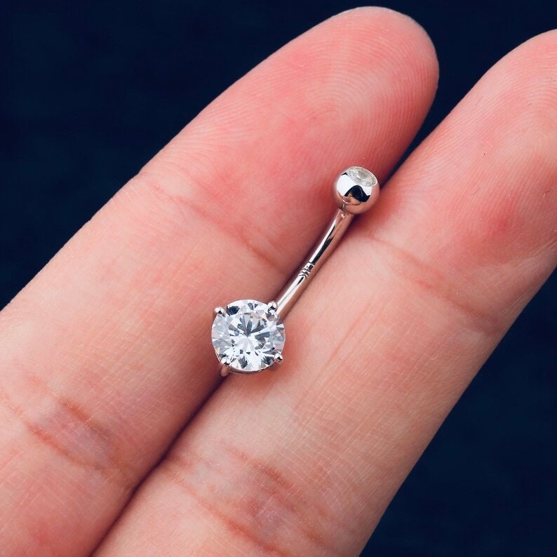 Luxury 14K Solid Gold Belly Button Ring Diamond Naval Ring 1 - Etsy