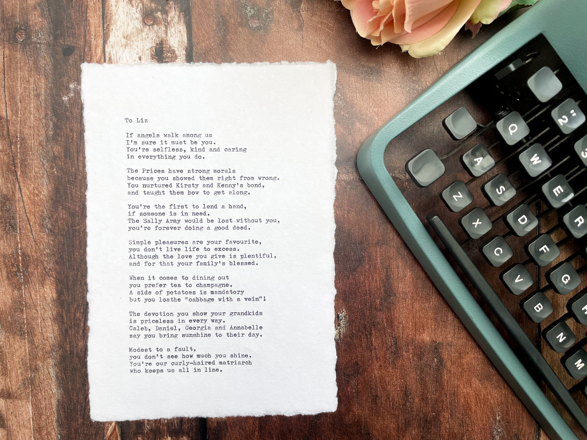 A Typed Poem Just for You A6 Size Custom Poem Gift 5 Verses Poem Print ...