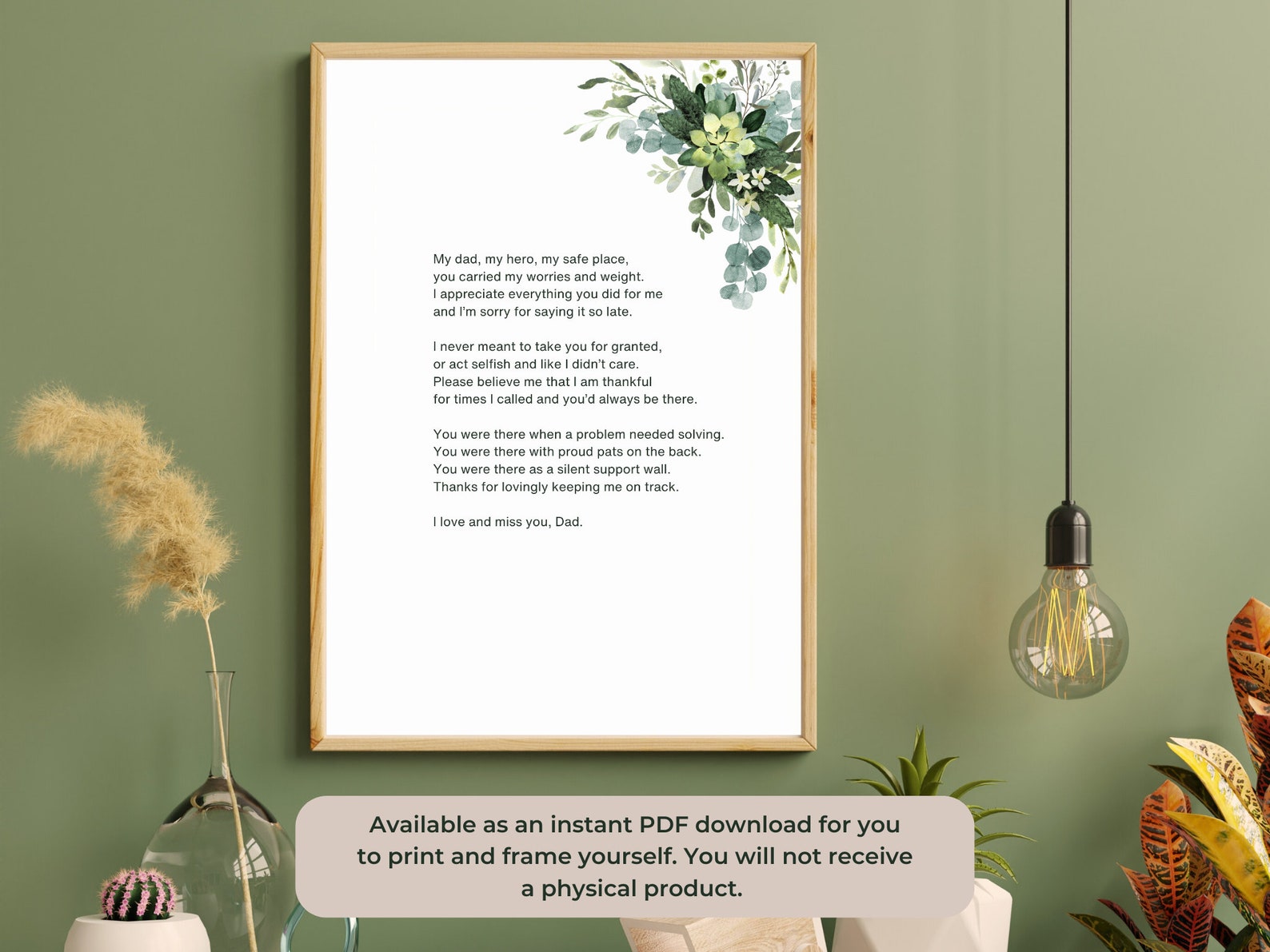 Dad Bereavement Poem Downloadable Poem Print | Dad Funeral Poem ...