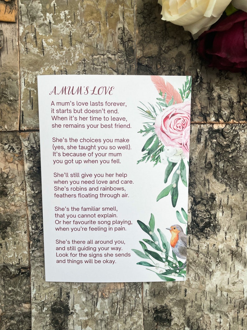 A Mum's Love Sympathy Card Loss of Mum Card Mum Grief Poem Mom Loss ...