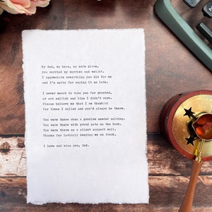 Typed Dad Bereavement Poem A5 | Heavenly Dad Custom Poem Print | Dad ...