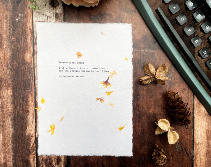 A Typed Poem Just for You A6 Size Custom Poem Gift 5 Verses Poem Print ...