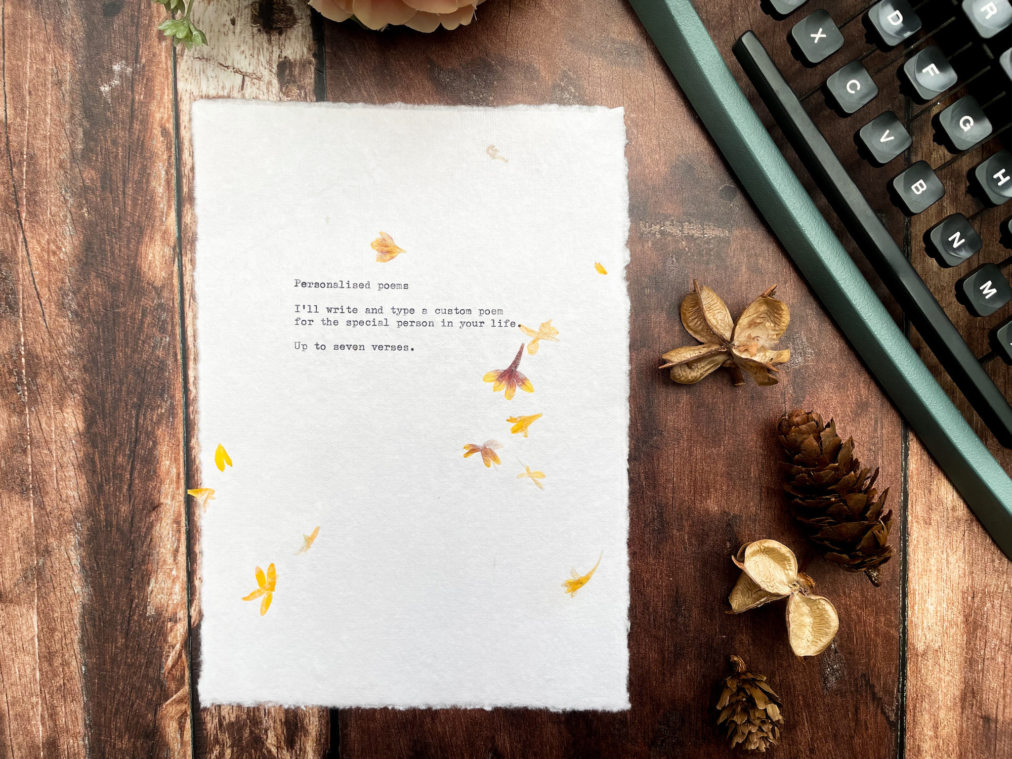 A Typed Poem Just for You A6 Size Custom Poem Gift 5 Verses Poem Print ...