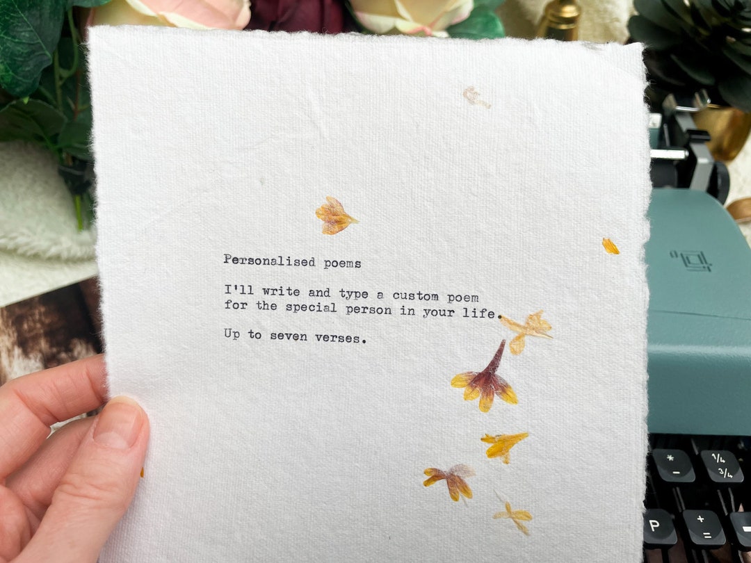 A Custom Poem Written and Typed for You A5 Size/ 7 Verses | Poem Print ...