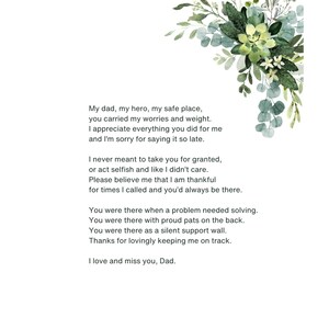 Dad Bereavement Poem Downloadable Poem Print | Dad Funeral Poem ...