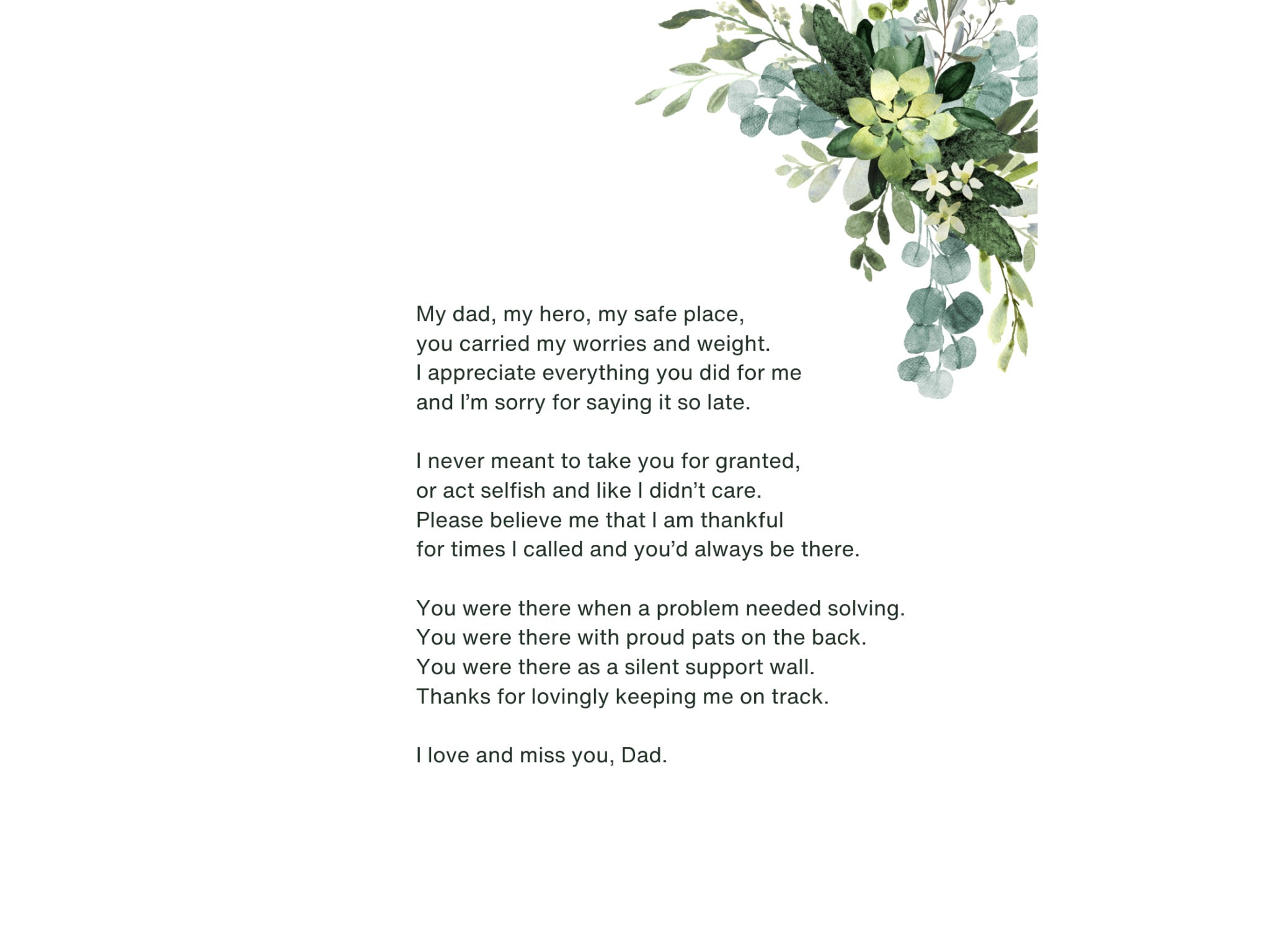 Dad Bereavement Poem Downloadable Poem Print | Dad Funeral Poem ...