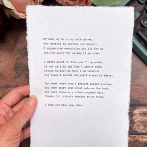 Typed Dad Bereavement Poem A5 | Heavenly Dad Custom Poem Print | Dad ...
