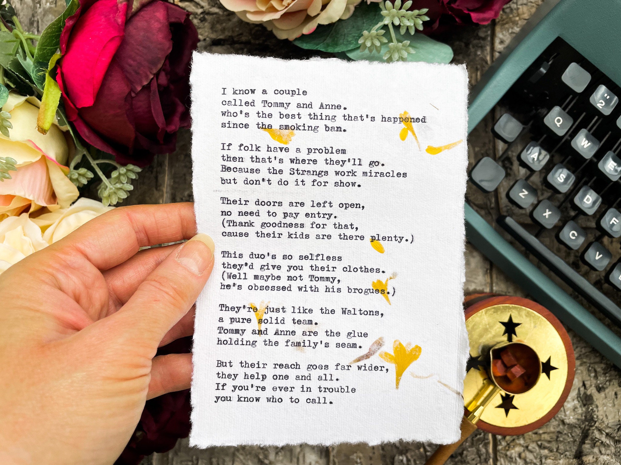 Custom Poem Print Hand-typed Personalised Hand Typed Poem A4 Custom ...