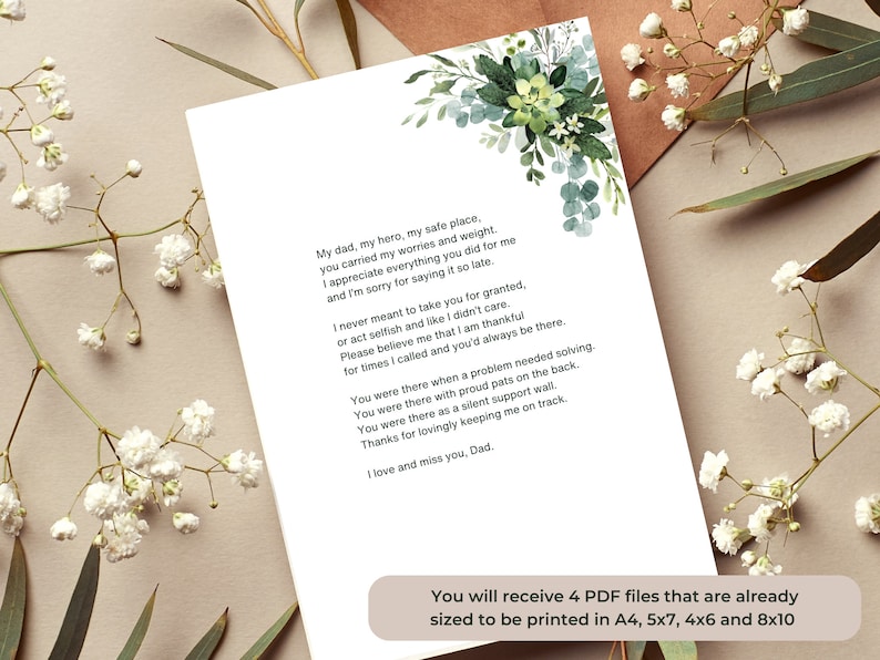 Dad Bereavement Poem Downloadable Poem Print | Dad Funeral Poem ...