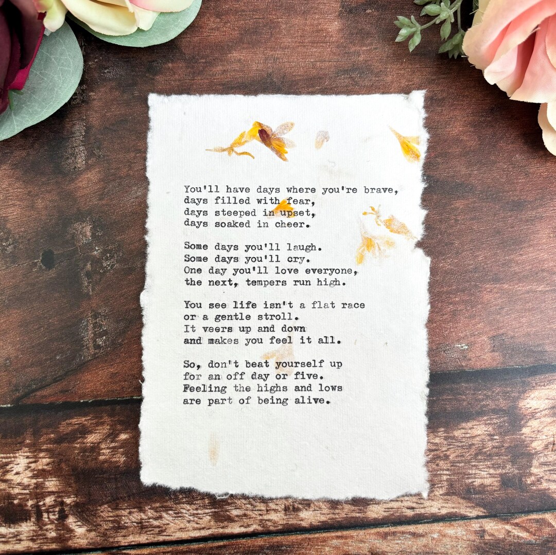 Thinking of You "you'll Have Days When" Typed Poem | Best Friend Gift ...