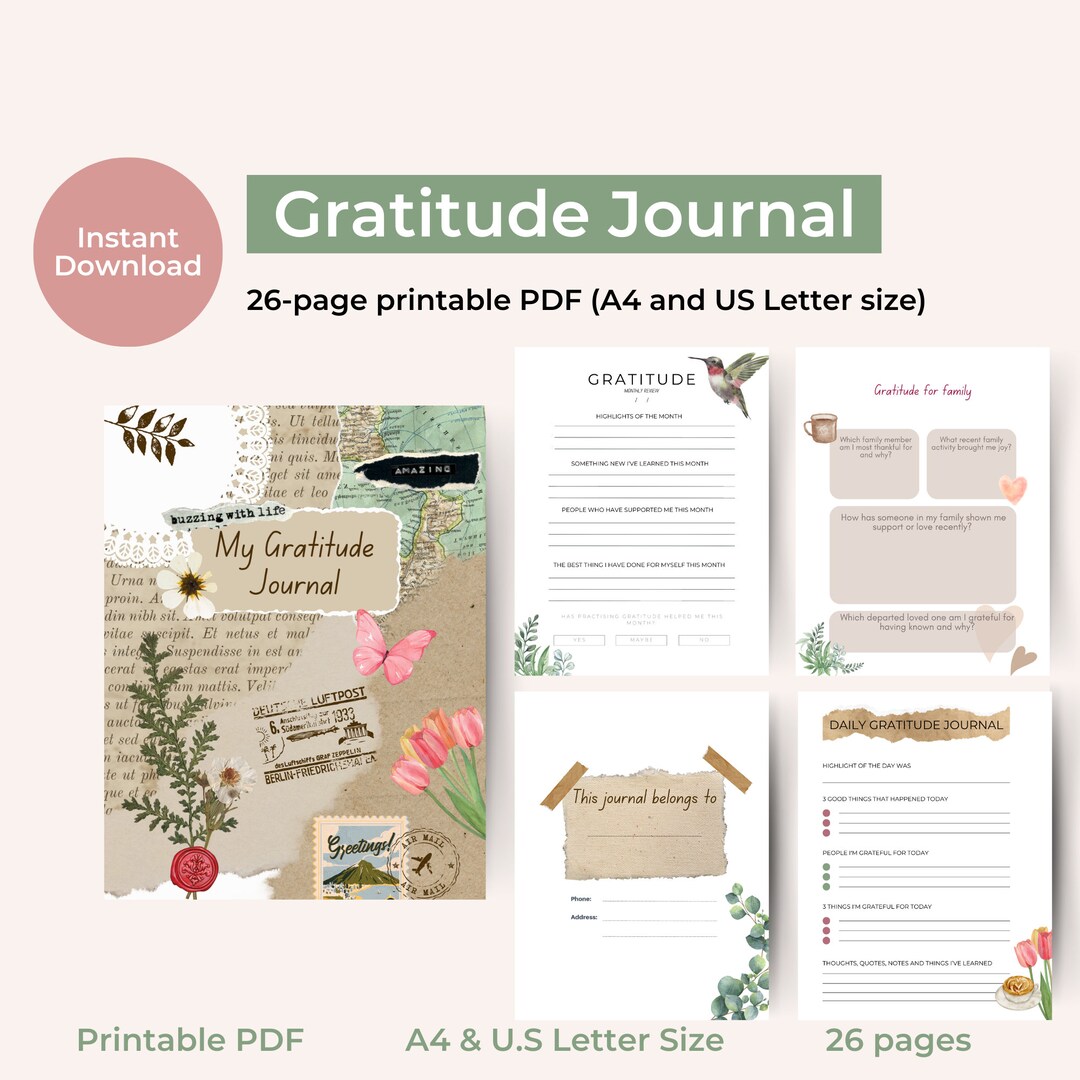 Printable Gratitude Journal | Gratitude Journal Prompts | Digital ...