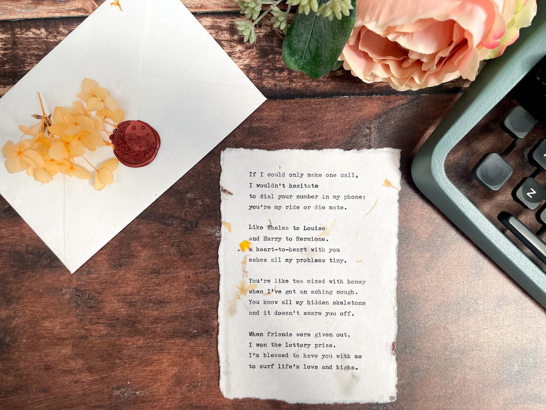 If I Could Only Make One Call - Best Friend Poem | Hand-typed ...