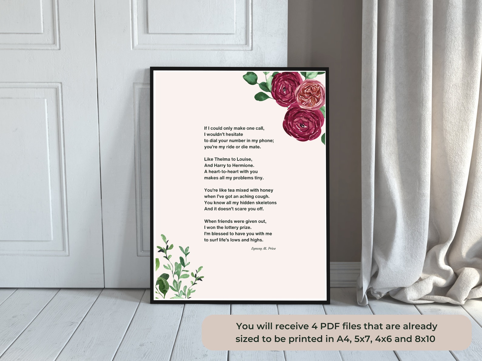 Friendship Poem Downloadable Poem Print | Best Friend Poem | Instant ...