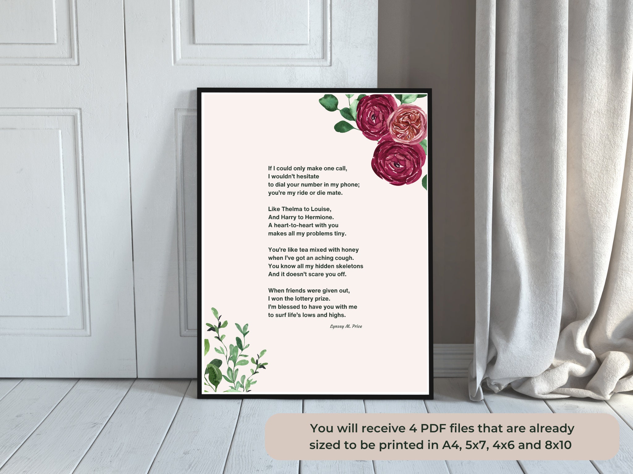 Friendship Poem Downloadable Poem Print | Best Friend Poem | Instant ...