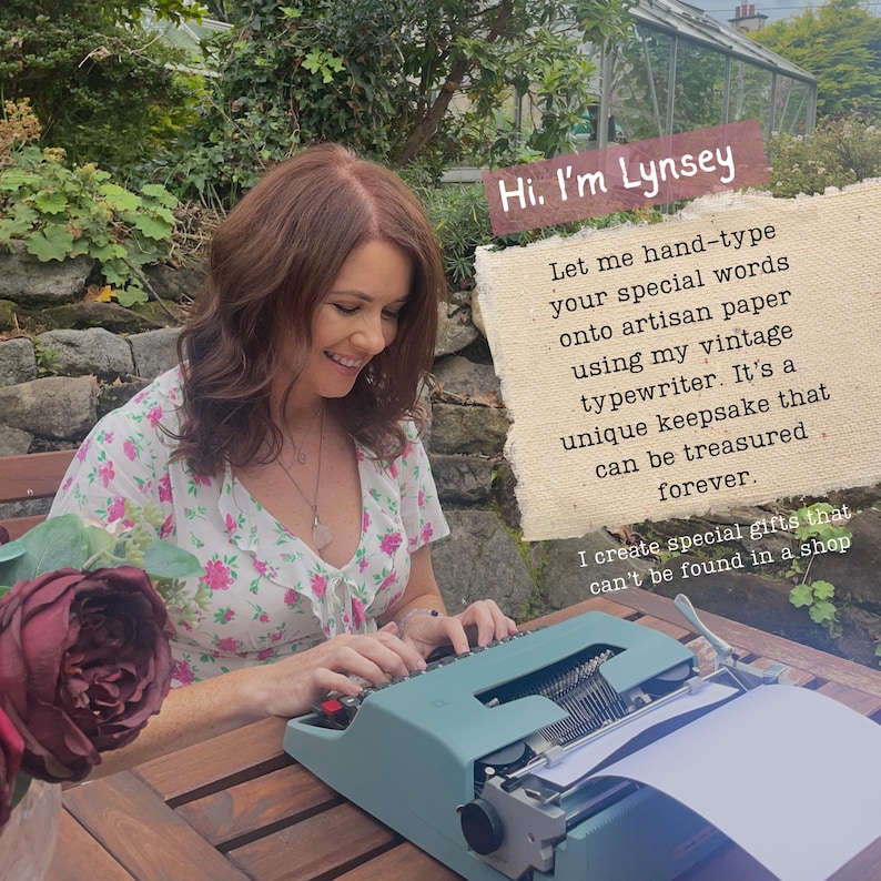 Personalised Vintage Typewriter Print - Any Words Hand-typed on A4 ...