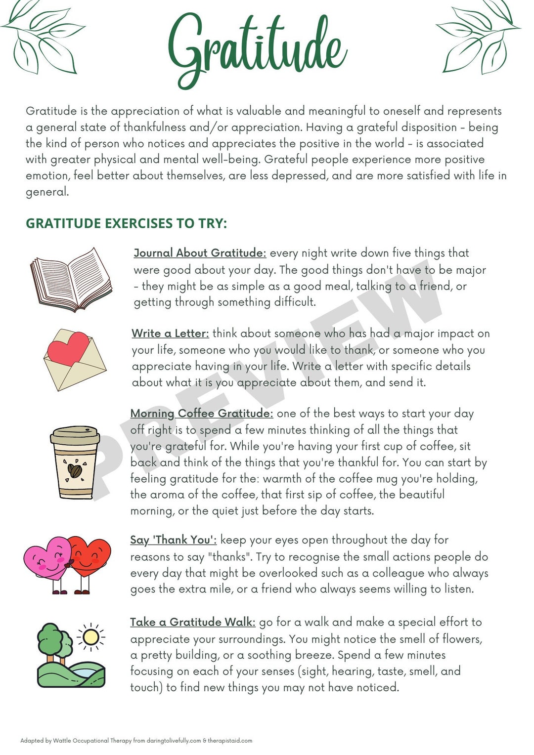 Gratitude Worksheet mental Health Peer Work Occupational - Etsy Finland