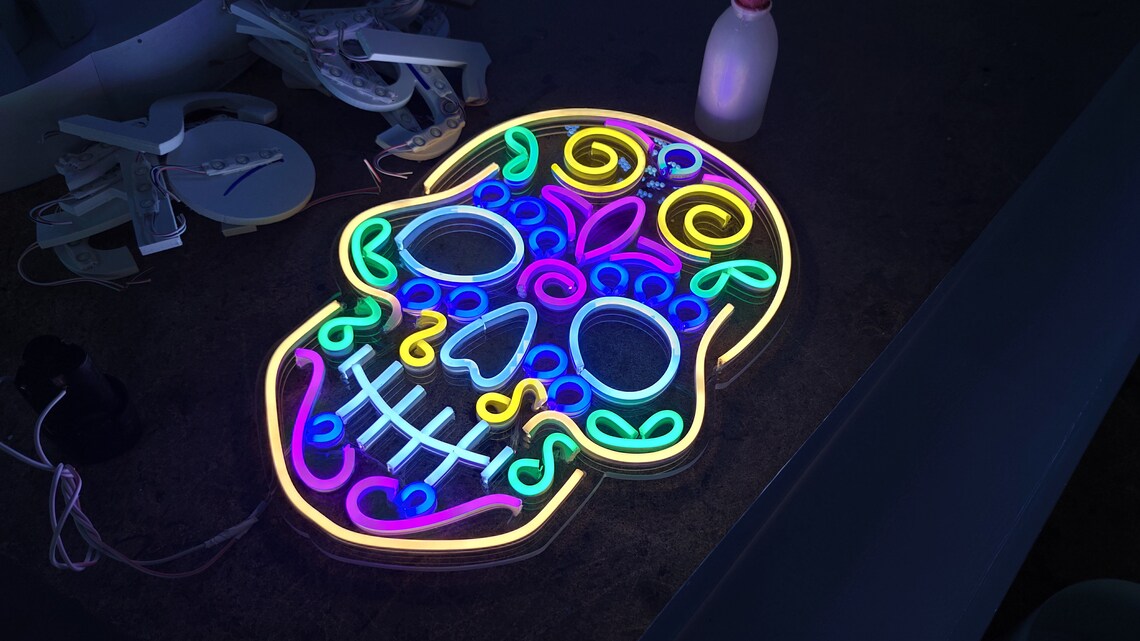 Skull Neon Sign LED Neon Light Skull Gift Neon Bar Sign - Etsy
