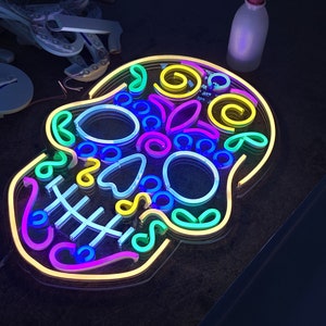 Skull Neon Sign LED Neon Light Skull Gift Neon Bar Sign - Etsy