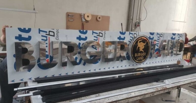 Custom Led Illuminated Logo Sign Brushed Metal Logo 3D - Etsy