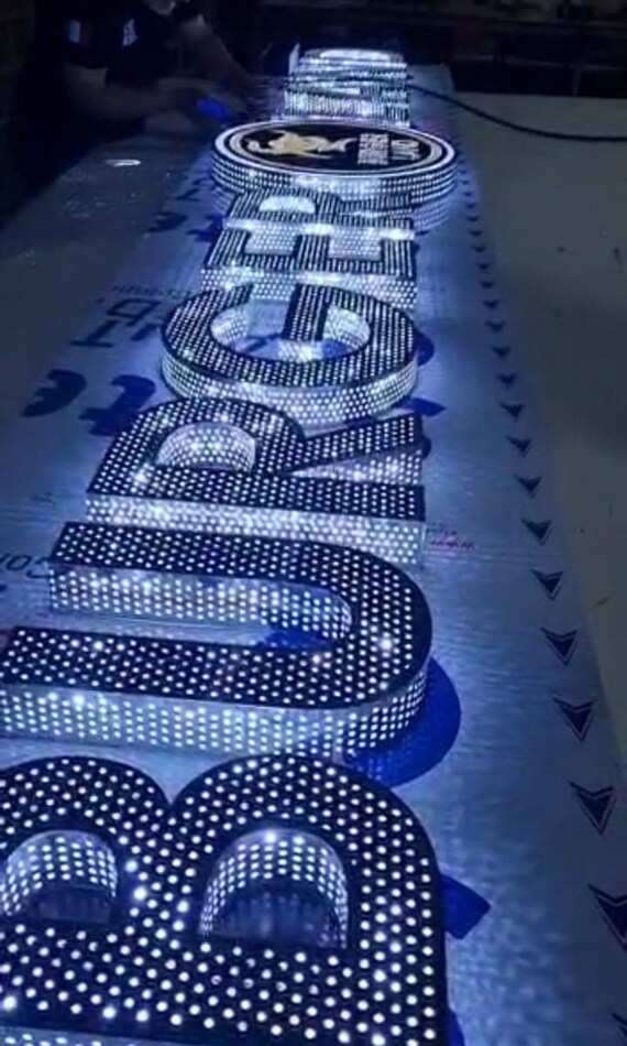 Custom Led Illuminated Logo Sign Brushed Metal Logo 3D - Etsy