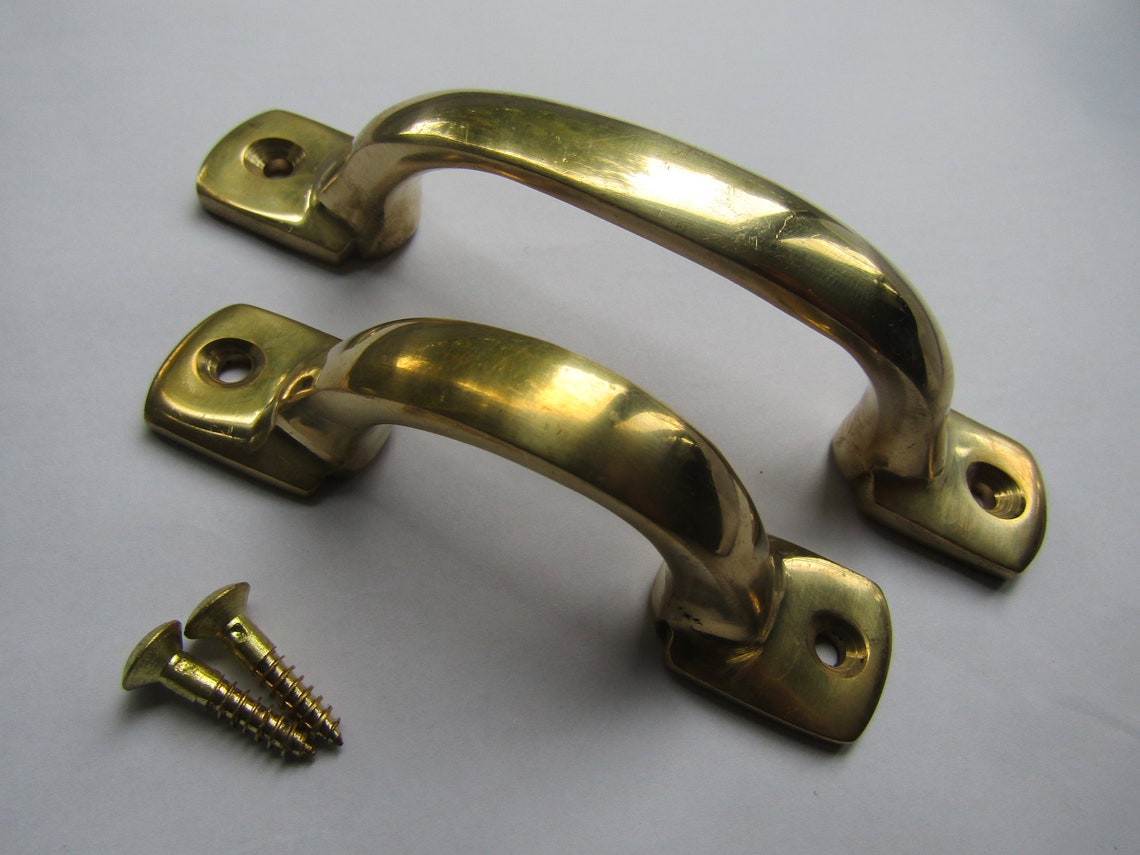 SOLID BRASS Chunky D Handle Cabinet Drawer Cupboard Furniture - Etsy