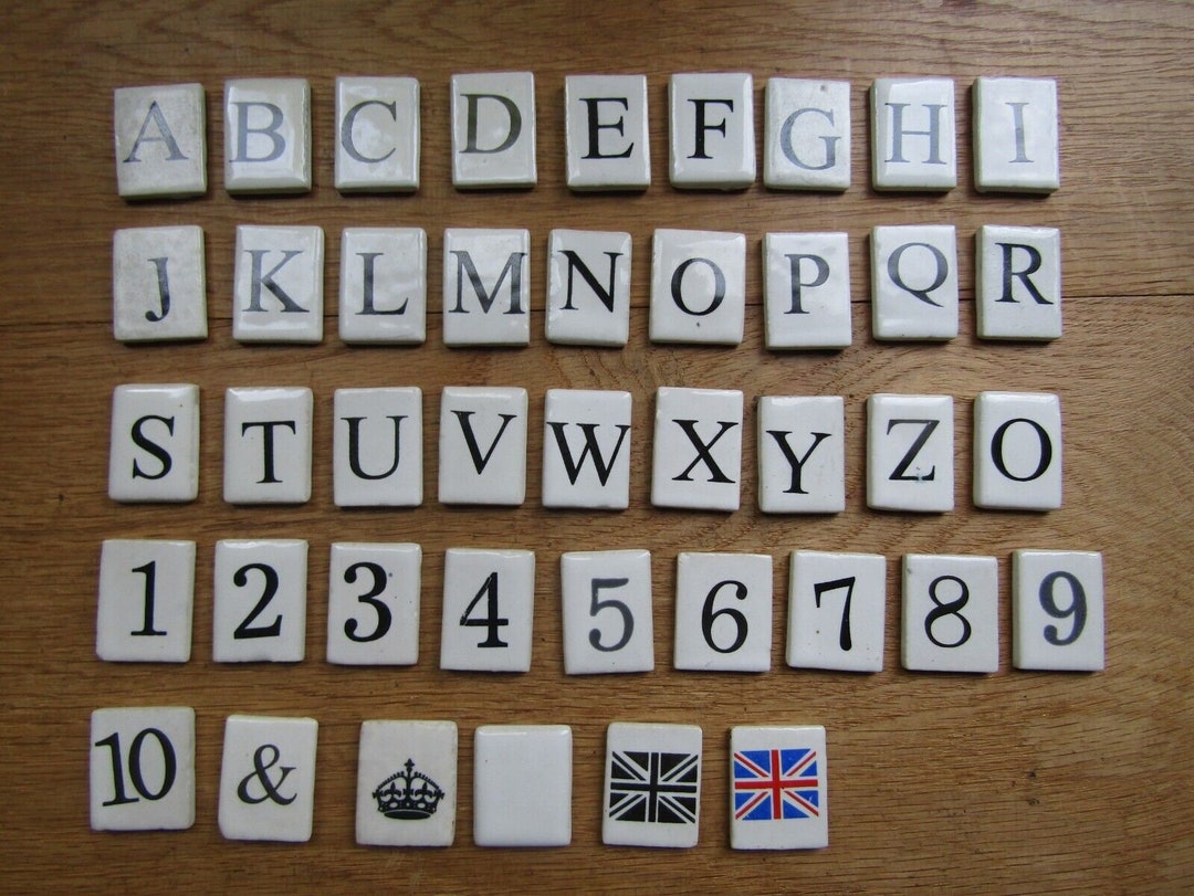CERAMIC INSERTS TILES Label Numbers 1 to 10 Alphabet Letters A to Z ...