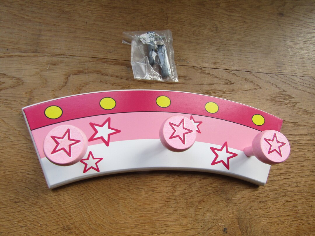Children's Nursery Bedroom Hooks STARS Rail Rack Girls Child's Kids ...