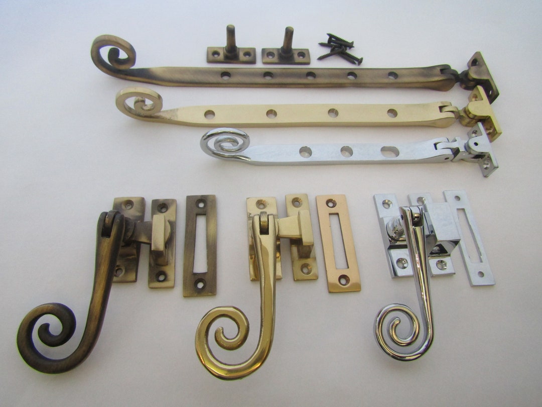 CURLY SOLID BRASS Vintage Victorian Old Cottage Rustic Style Window ...