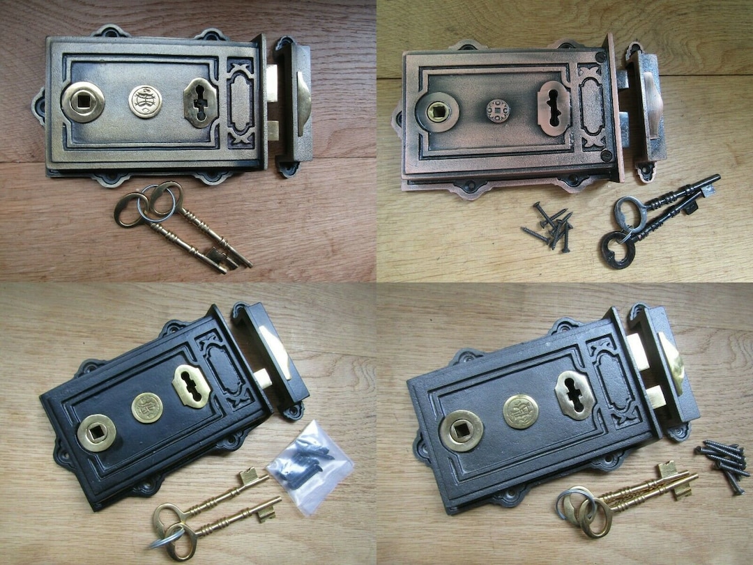 CAST IRON Door Lock Latch Traditional Old Vintage Victorian Rustic Door ...