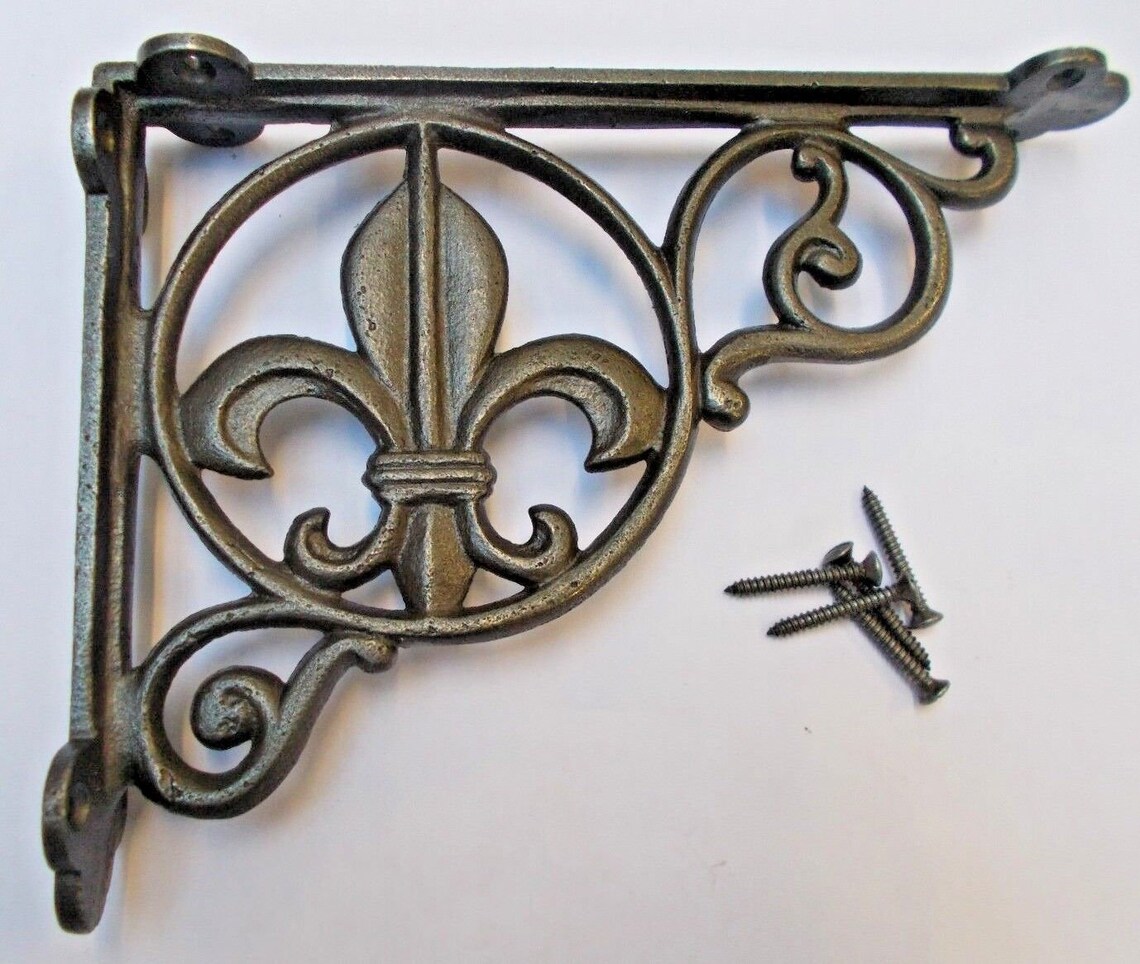 PAIR of CAST IRON Antique Iron Shelf Brackets Scaffold Vintage Old ...